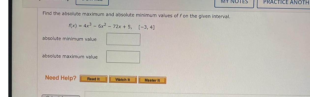 Solved Find the absolute maximum and absolute minimum values | Chegg.com