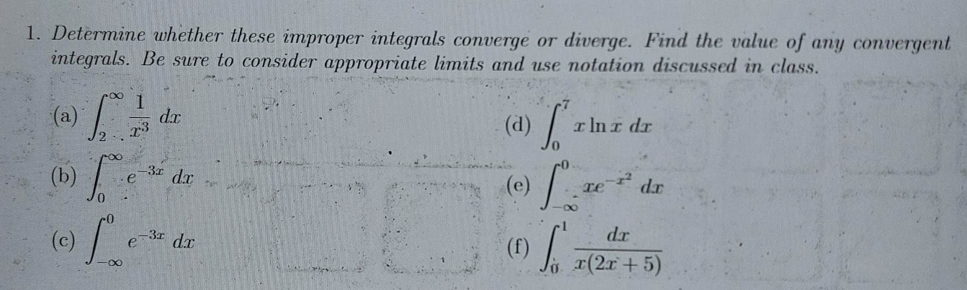 Solved Determine Whether These Improper Integrals Converge