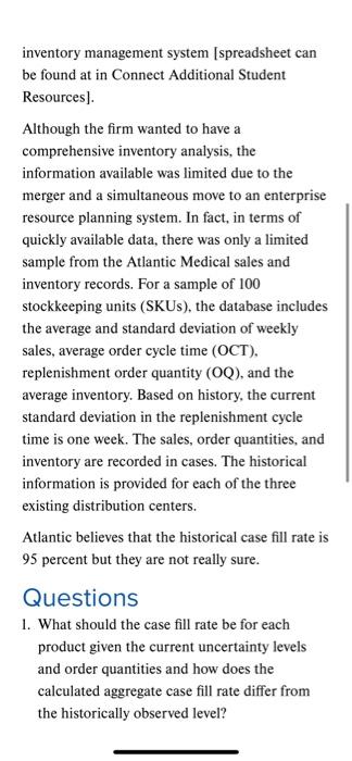 Solved inventory management system [spreadsheet can be found | Chegg.com