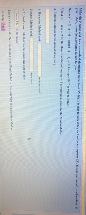 Solved Make the Newton and Bisection method algorithms | Chegg.com