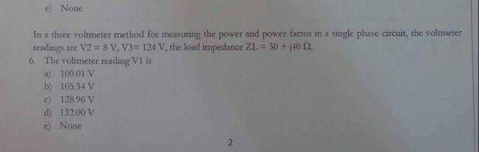 Solved In a three voltmeter method for measuring the power | Chegg.com