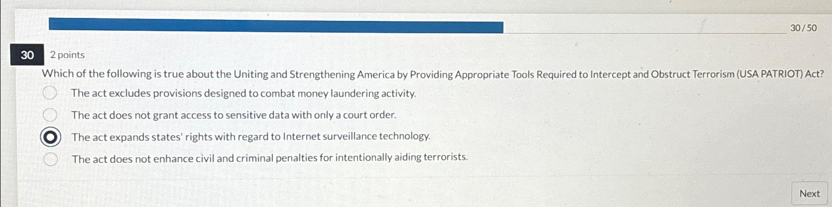 Solved 302 ﻿pointsWhich of the following is true about the | Chegg.com