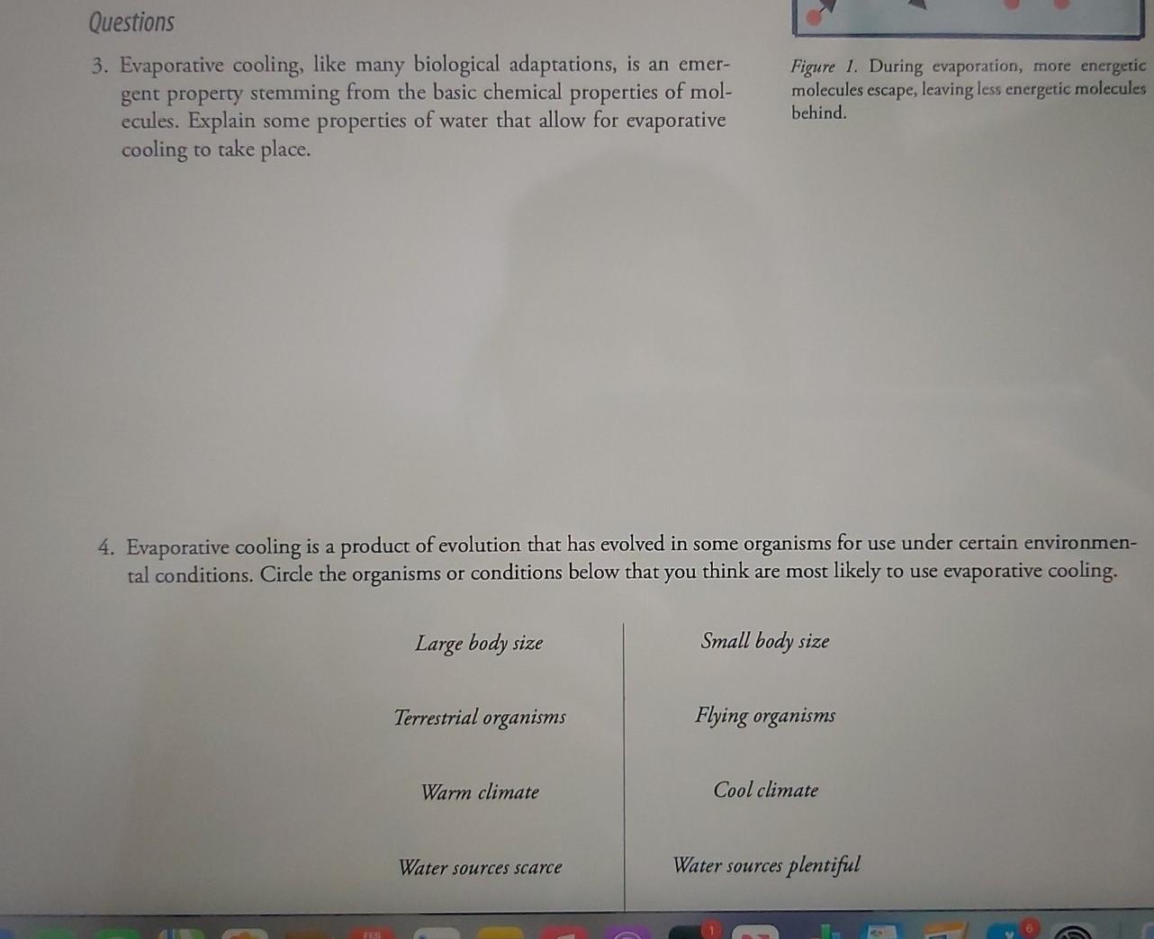 Solved Questions 3. Evaporative cooling, like many | Chegg.com