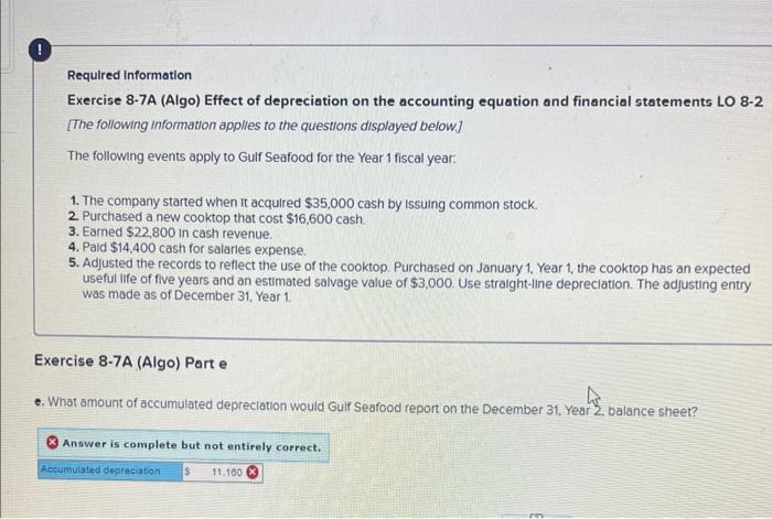 Solved Required information Exercise 8-7A (Algo) Effect of | Chegg.com