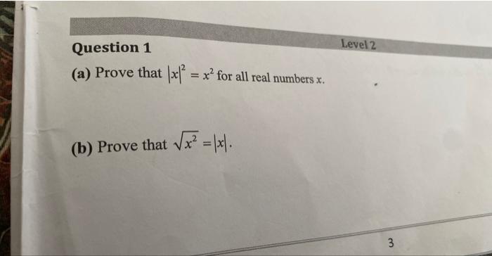 Solved (a) Prove that ∣x∣2=x2 for all real numbers x. (b) | Chegg.com