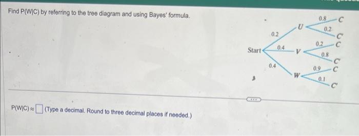 Solved Find P(W∣C) by referring to the tree diagram and | Chegg.com