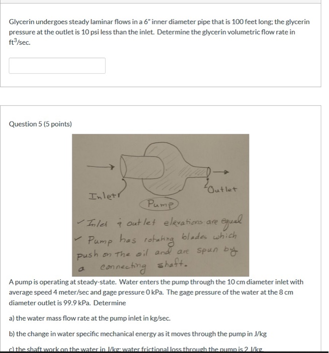 Solved Glycerin undergoes steady laminar flows in a 6" inner | Chegg.com