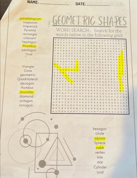 Solved NAME: parallelogram trapezium trapezoid Pyramid | Chegg.com