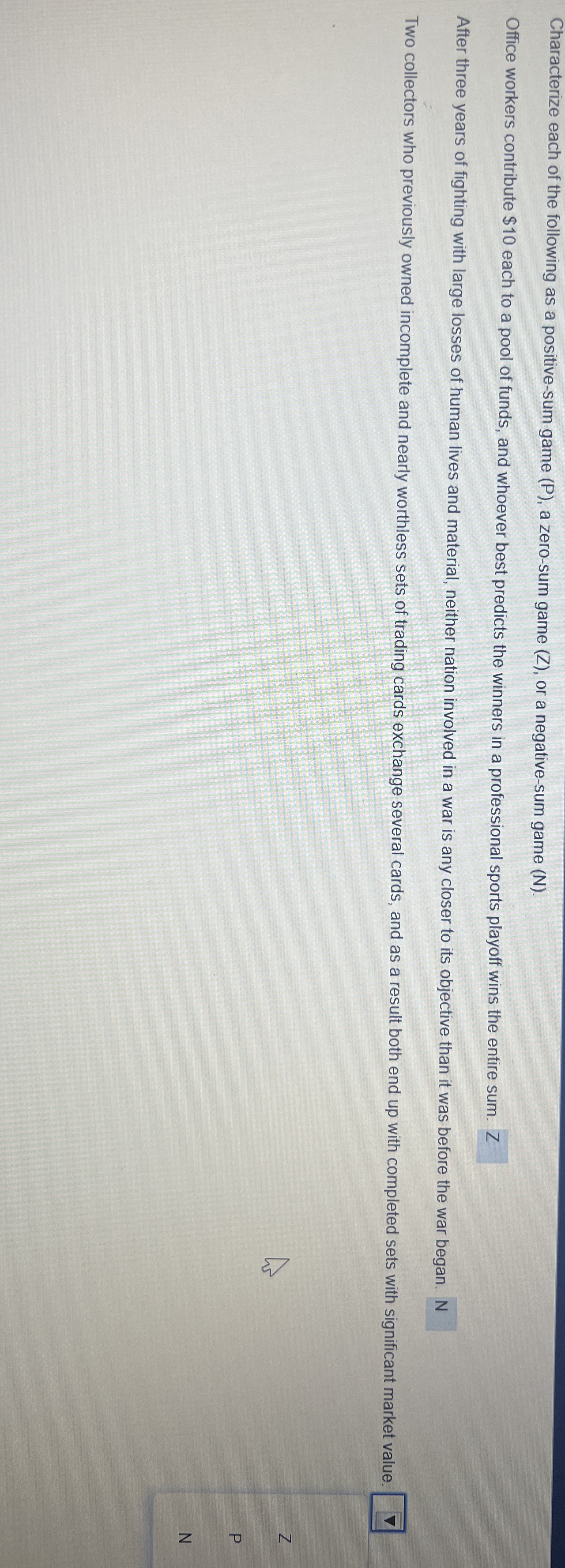 Solved Characterize each of the following as a positive-sum | Chegg.com