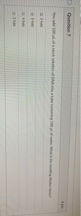 Solved Question 7 4 pts You add 100 ul of a stock solution | Chegg.com