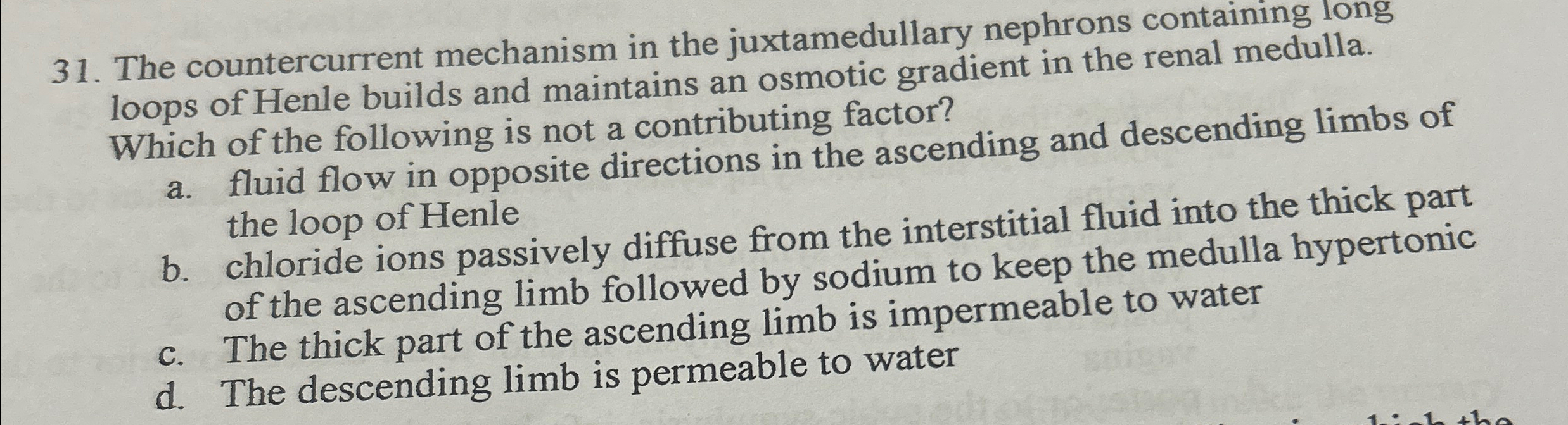 Solved The countercurrent mechanism in the juxtamedullary | Chegg.com