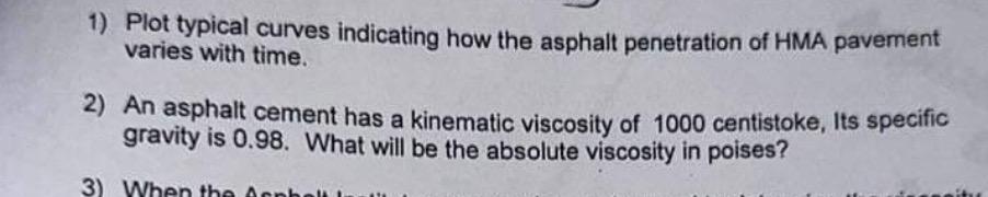 Plot typical curves indicating how the asphalt | Chegg.com