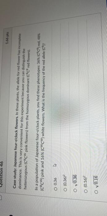 Solved Case study: Japanese four-o'clock flowers. In these | Chegg.com