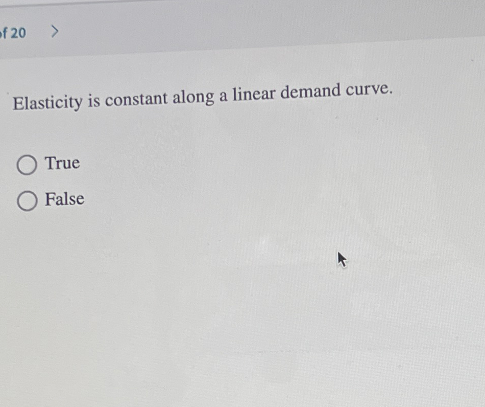 Solved f 20Elasticity is constant along a linear demand | Chegg.com
