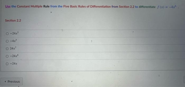 Solved Use the Constant Multiple Rule from the Five Basic | Chegg.com