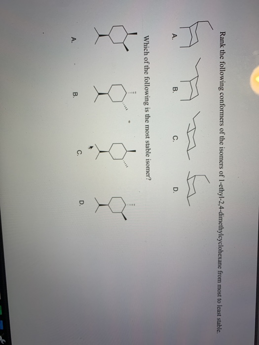 Solved Rank the following conformers of the isomers of | Chegg.com