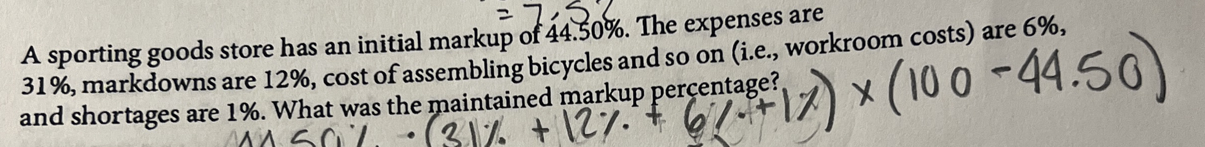 Solved A sporting goods store has an initial markup of | Chegg.com