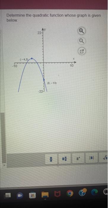 Solved Determine the quadratic function whose graph is given | Chegg.com