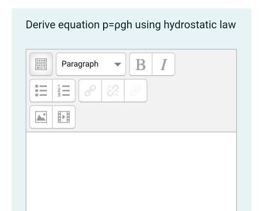 Solved Derive equation p=pgh using hydrostatic law Paragraph | Chegg.com