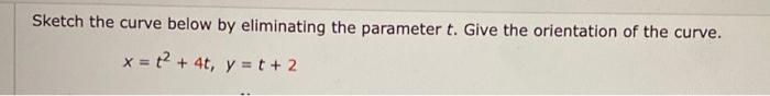 Solved Sketch the curve below by eliminating the parameter | Chegg.com | Chegg.com