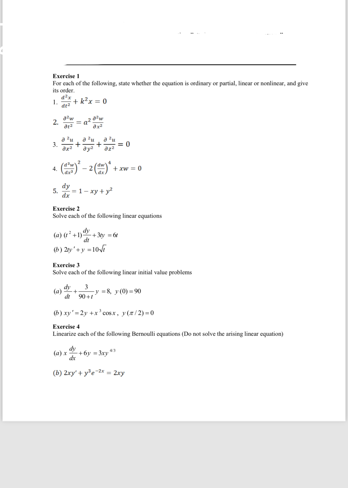 Solved Exercise 1For each of the following, state whether | Chegg.com