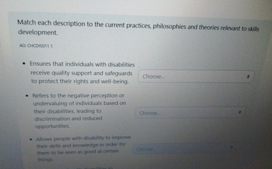 Solved Match each description to the current practices, | Chegg.com
