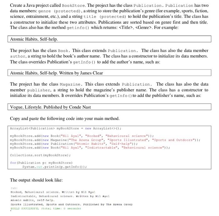 Solved Create a Java project called BookStore. The project | Chegg.com