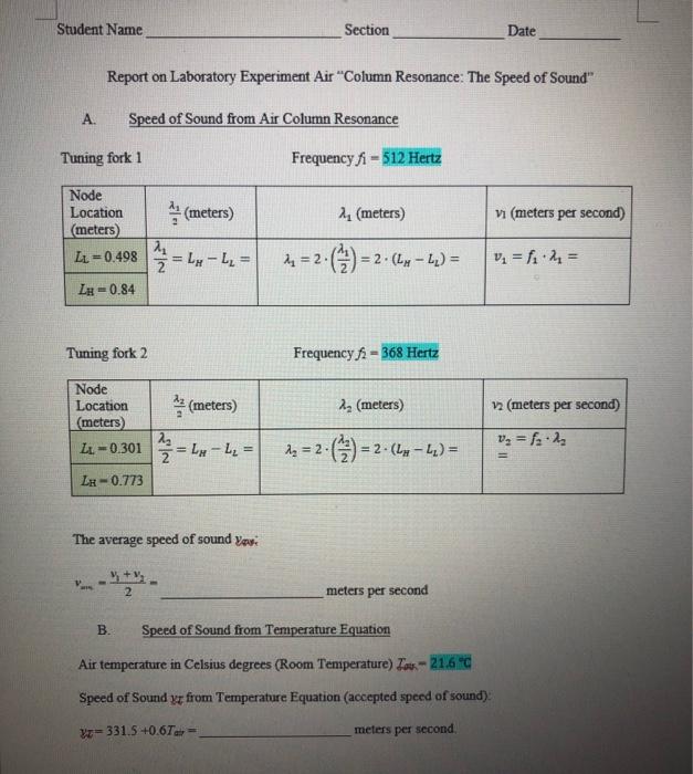 Solved Student Name Section Date Report on Laboratory | Chegg.com