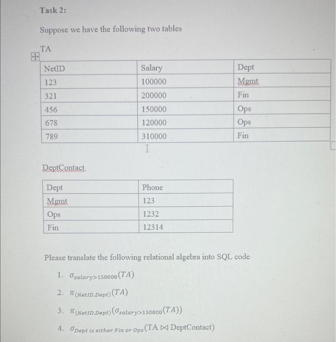 Solved Refer to task 2 to solve task 3. Do not solve task, | Chegg.com