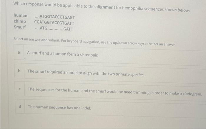 Solved Which response would be applicable to the alignment | Chegg.com