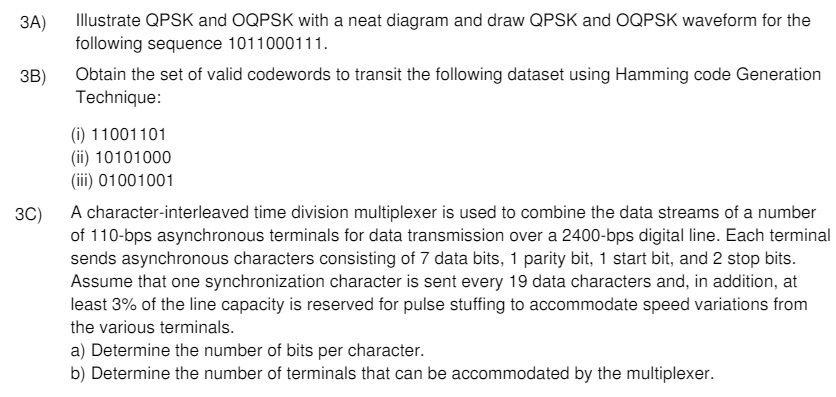 Solved 3A) ﻿Illustrate QPSK and OQPSK with a neat diagram | Chegg.com