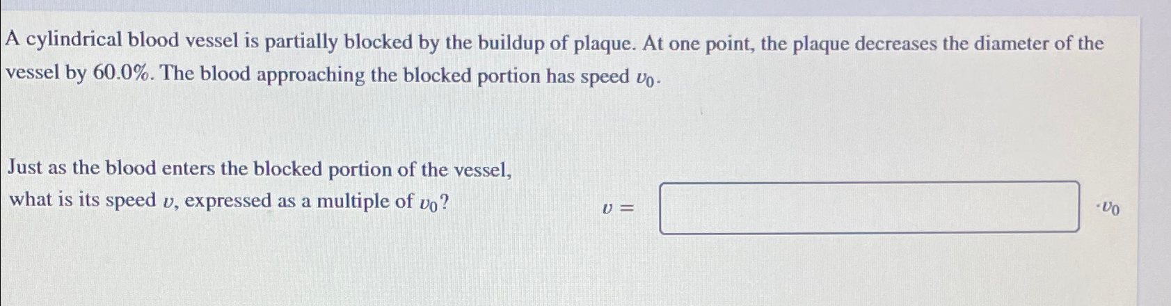 Solved A cylindrical blood vessel is partially blocked by | Chegg.com