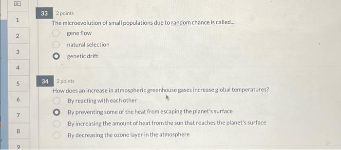Solved 2 points The microevolution of small populations due | Chegg.com