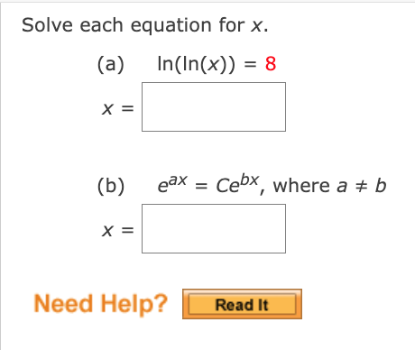 Solved Solve each equation for | Chegg.com