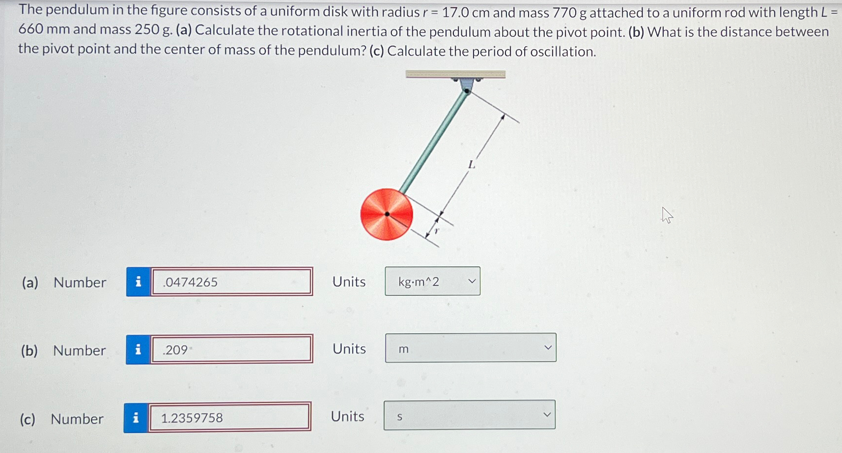 Solved The pendulum in the figure consists of a uniform disk | Chegg.com