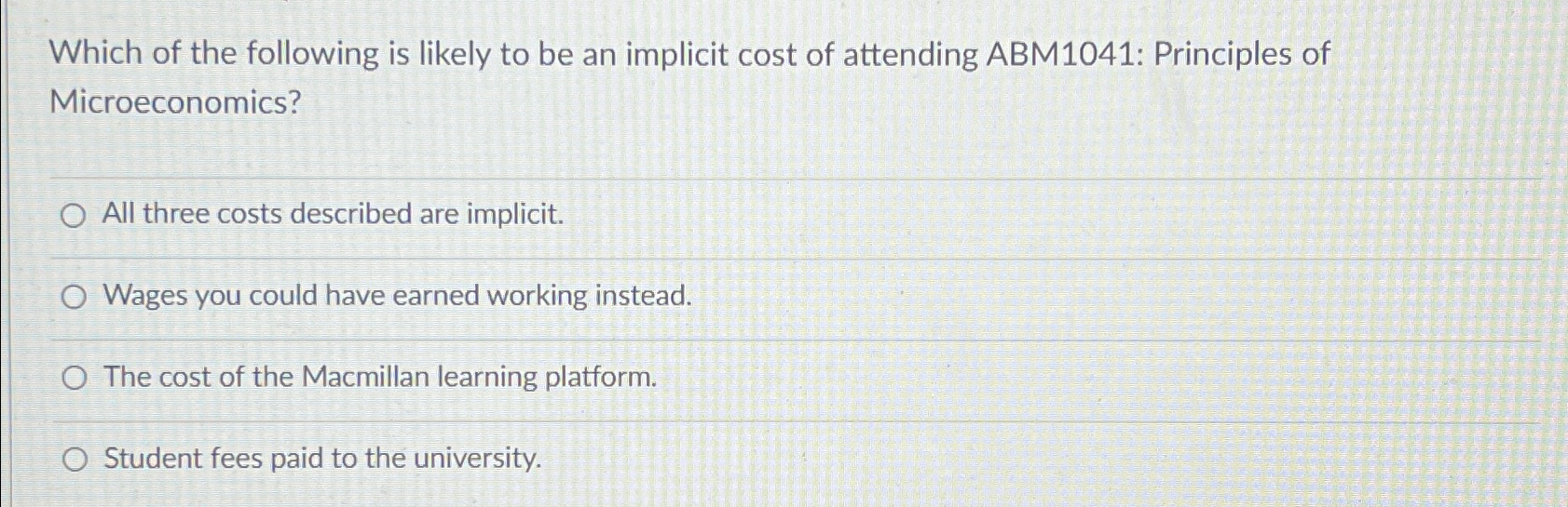 Solved Which of the following is likely to be an implicit | Chegg.com