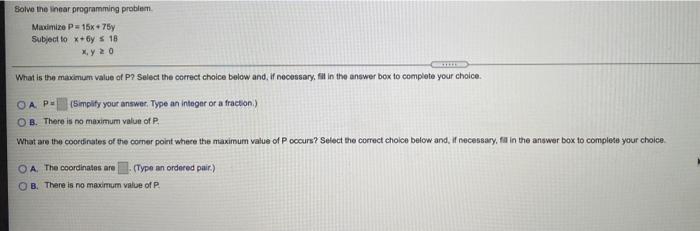 Solved Solve the linear programming problem Maximize | Chegg.com