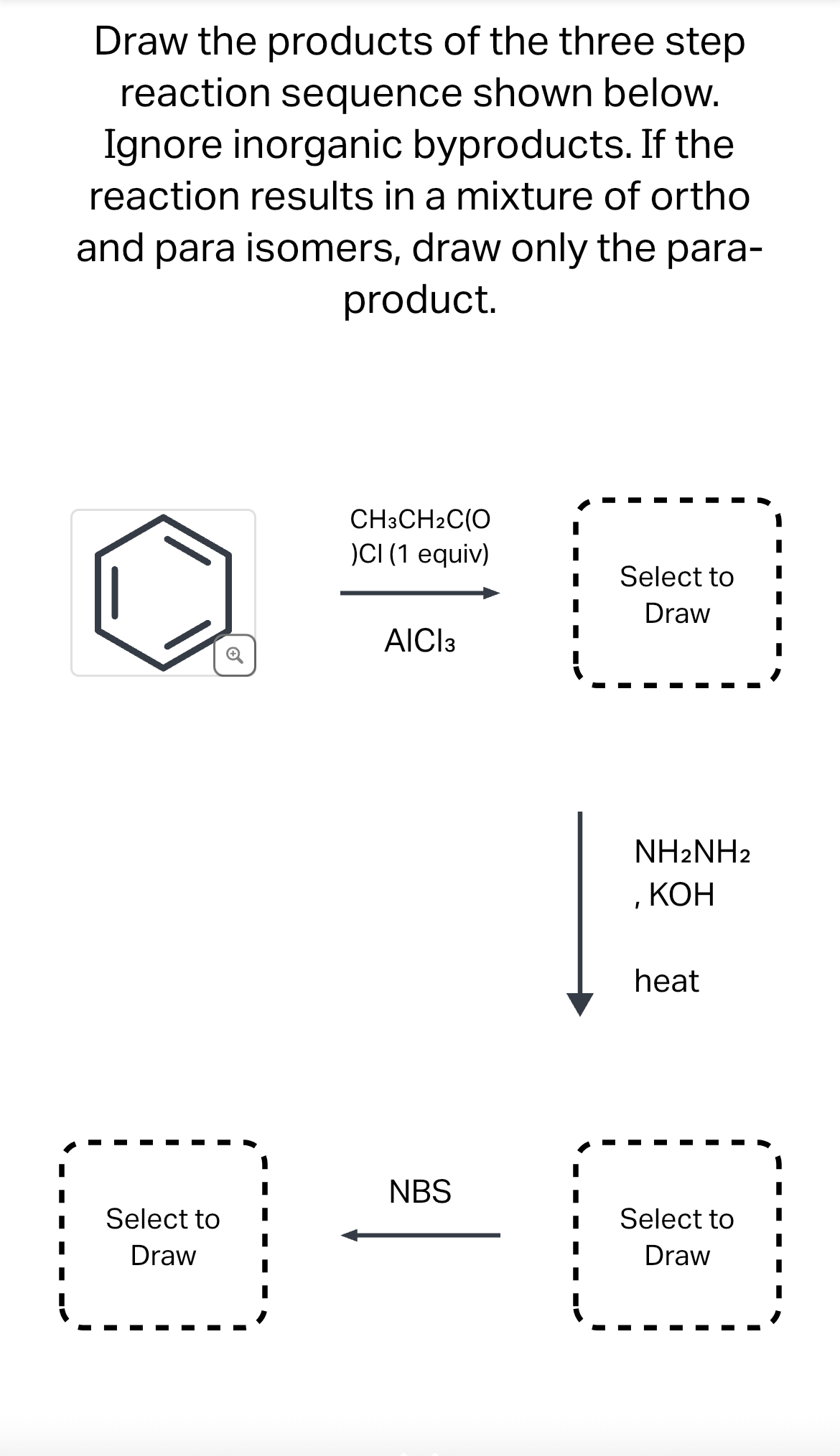 Solved Draw the products of the three step reaction sequence | Chegg.com