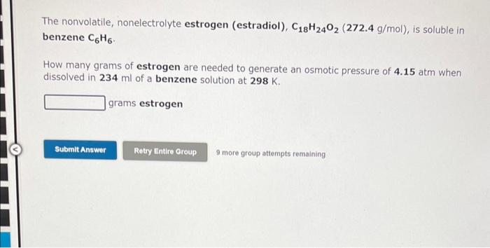 Solved The nonvolatile, nonelectrolyte cholesterol, | Chegg.com