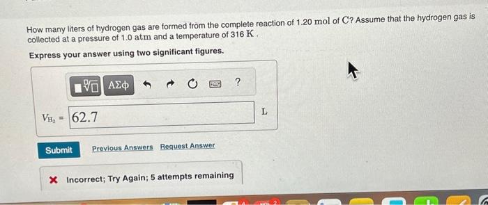 Solved How many liters of hydrogen gas are formed from the | Chegg.com
