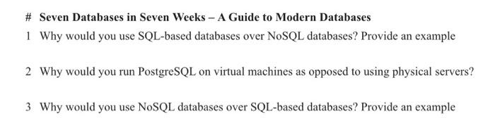 Solved # Seven Databases in Seven Weeks - A Guide to Modern | Chegg.com
