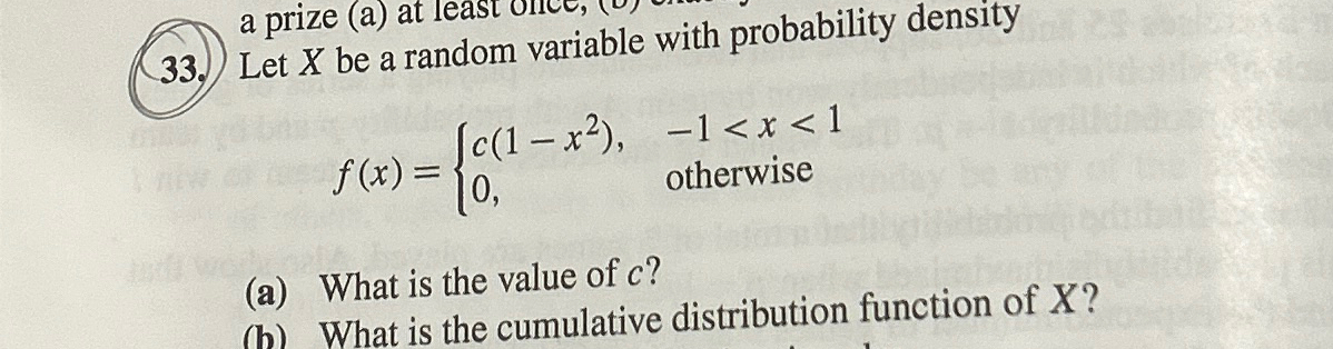 Solved Let x ﻿be a random variable with probability | Chegg.com