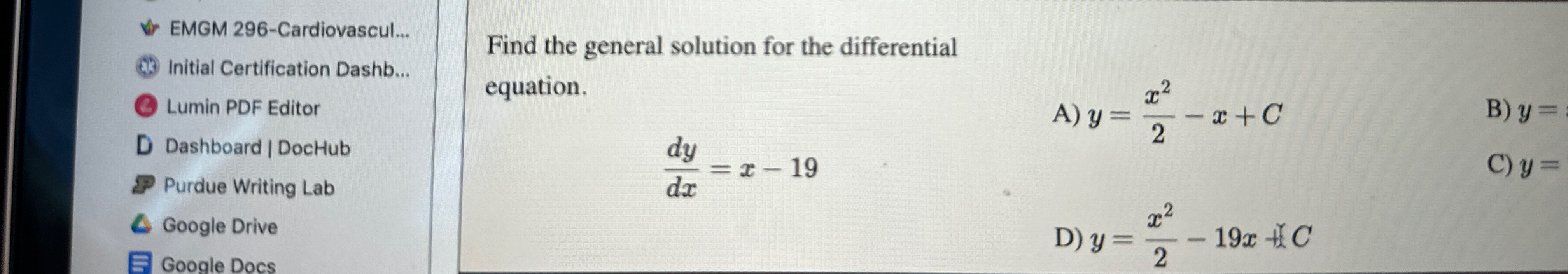 Solved EMGM 296-Cardiovascul...Initial Certification | Chegg.com