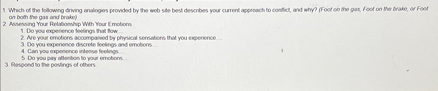 Solved Which of the following driving analogies provided by | Chegg.com