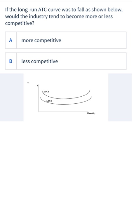 Solved If the long-run ATC curve was to fall as shown below, | Chegg.com