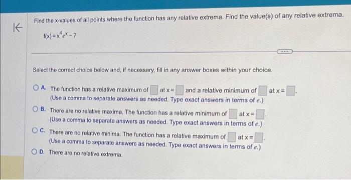 Solved Find the x-values of all points where the function | Chegg.com