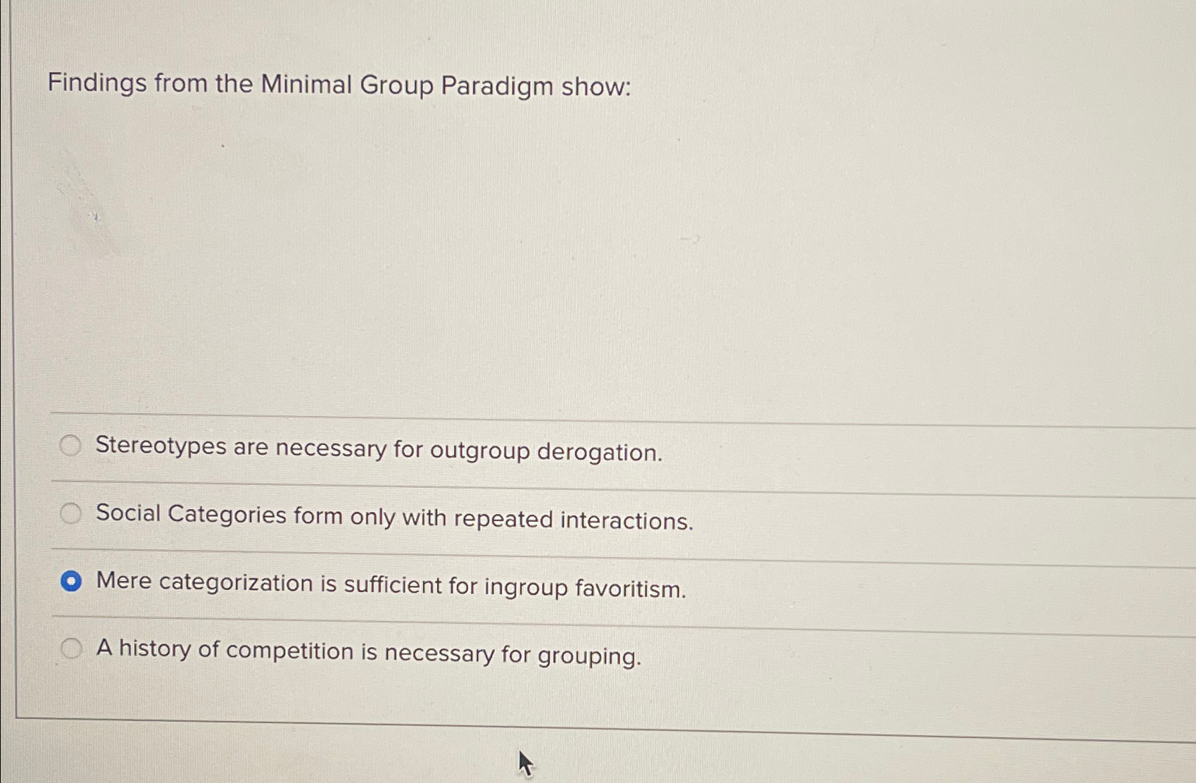 Solved Findings from the Minimal Group Paradigm | Chegg.com