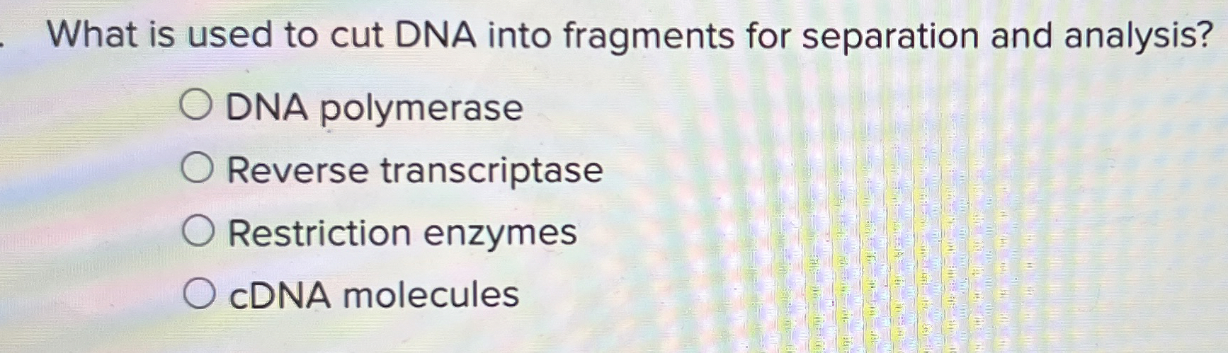 Solved What is used to cut DNA into fragments for separation | Chegg.com