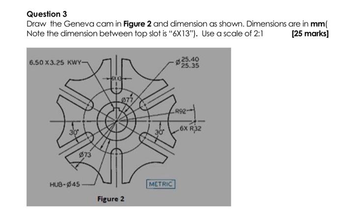 Solved Question 3 Draw the Geneva cam in Figure 2 and | Chegg.com