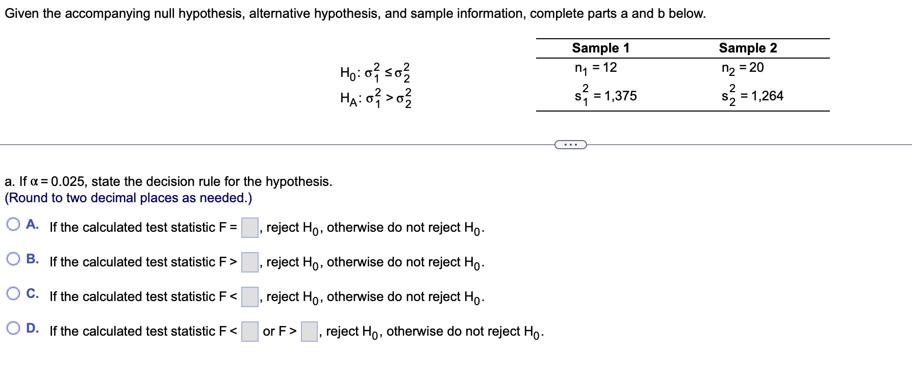 Solved Given the accompanying null hypothesis, alternative | Chegg.com